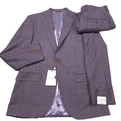 $1048 Jack Victor Napoli Purple Super 120s Wool Tonal Windowpane Suit ...