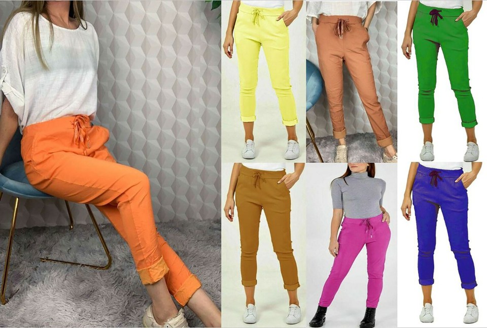Womens Lagenlook Italian Magic Pants Ladies Casual Stretch Jogger Style ...