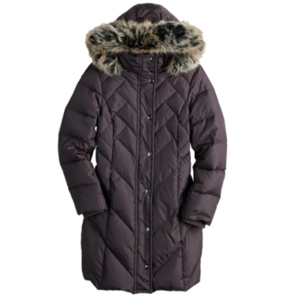 London Fog Tower Hooded Faux Fur Down Puffer Coat-Black- Medium -NWT ...