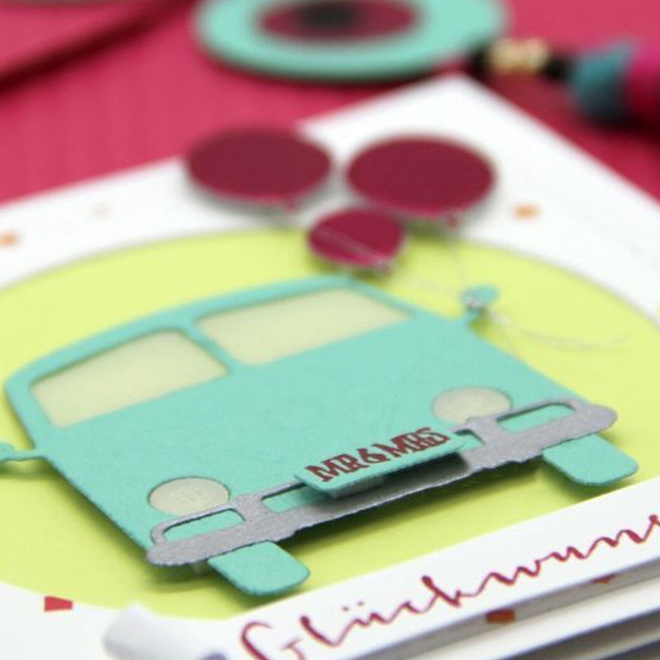 Vintage VW Bus Style Van Cutting & Embossing Dies – Summer Fun 60s Trip ...