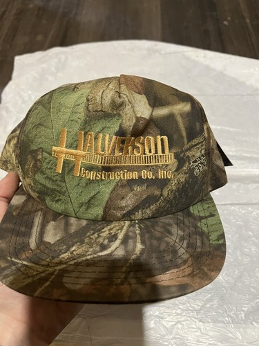 halverson construction co camo snap back hat new with tags | eBay