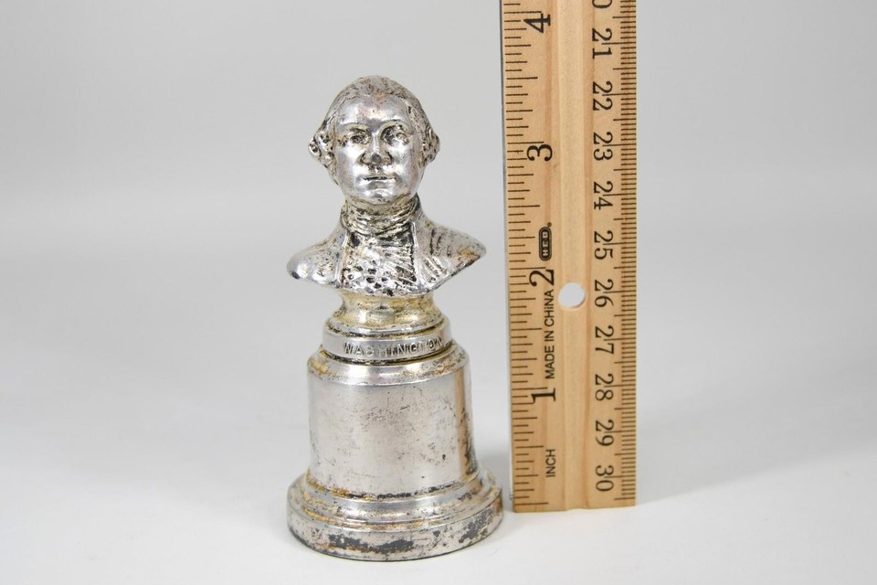 George Washington Silver Plate on Cast Metal Miniature Bust Statue 706 ...