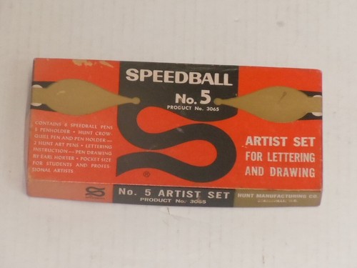 VINTAGE SPEEDBALL NO.5 ARTIST DRAWING SET PENS TIPS UNUSED WITH BOX ...