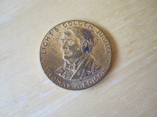 Thomas A. Edison Medal, Light's Golden Jubilee 50th Anniversary 1879 ...