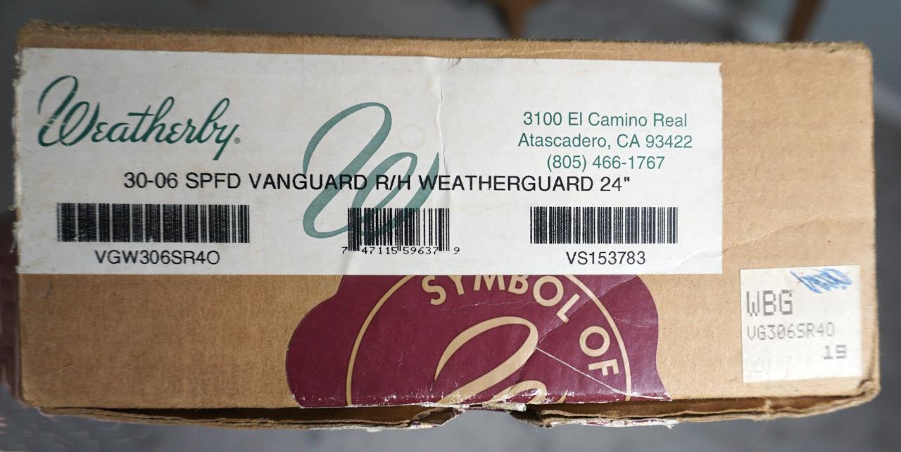 Weatherby Vanguard Weatherguard Rifle Box w Paperwork Lock Sling ...