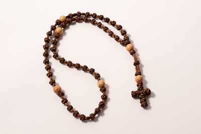 50 knots Brown Rattail with olive beads Orthodox Gift Prayer rope Holy ...