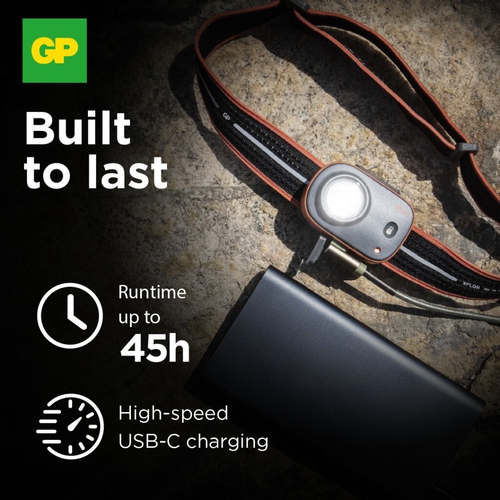 GP XPLOR ULTRA COMPACT HEADLAMP PHR16 300 LUMENS RECHARGEABLE BATTERY ...
