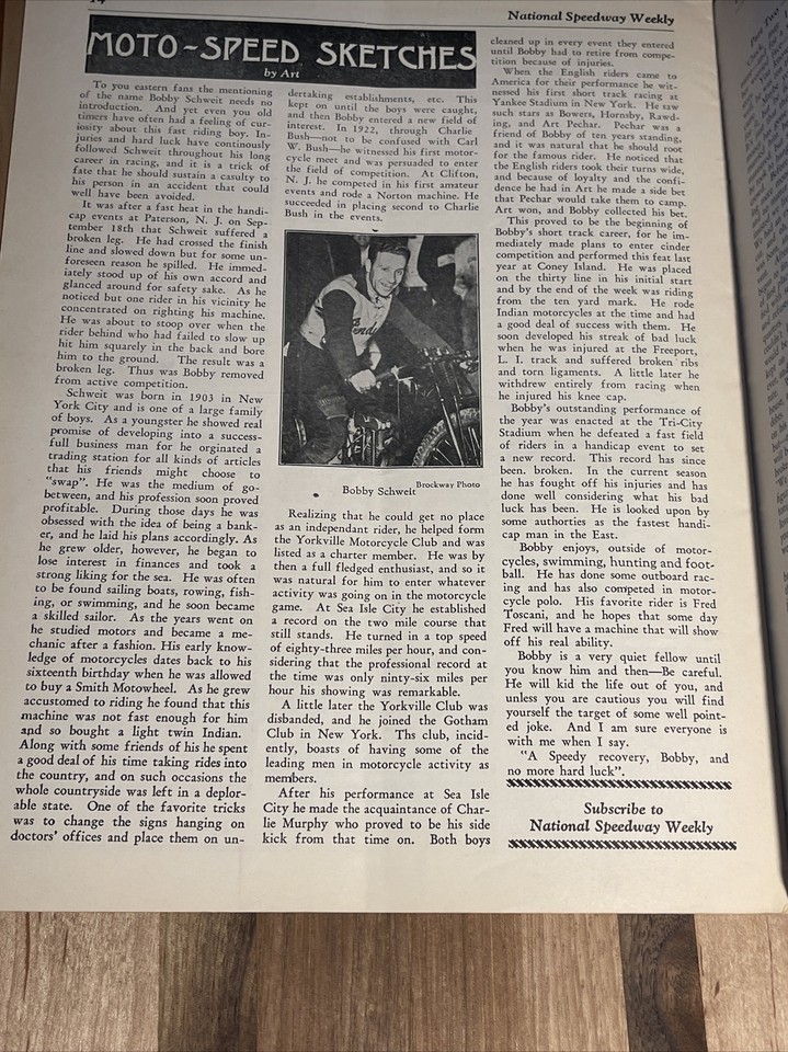 1934 National Speedway Weekly Magazine, Mauri Rose Cover | eBay