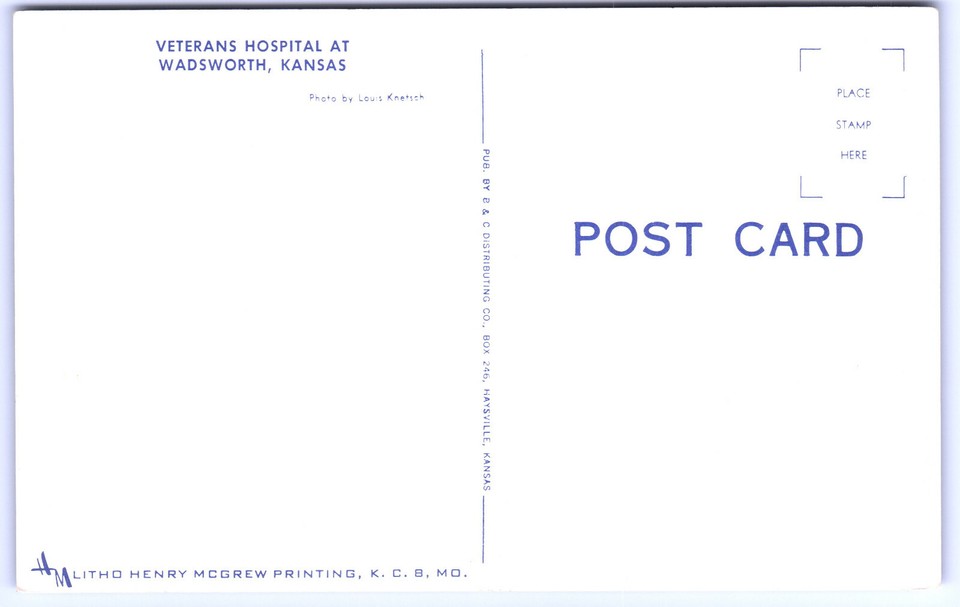 Postcard KS Kansas US Veterans Hospital Campus Wadsworth c.1960s UNP B5 ...