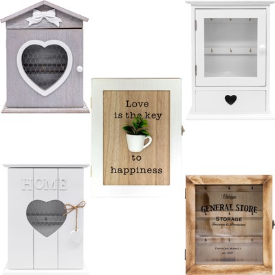 Hangable Wooden 3/5/6 Key Hook Holders, House Car Key Box Storage ...