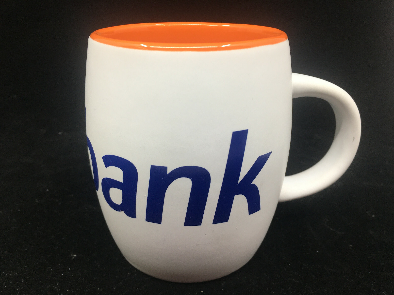 Coffee Mug Cup Rabobank Rabo Bank White Blue Lettering Orange ...