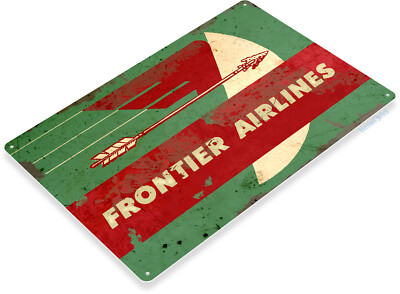 Frontier Airlines Logo Jet Airplane Plane Retro Garage Wall Decor Metal ...