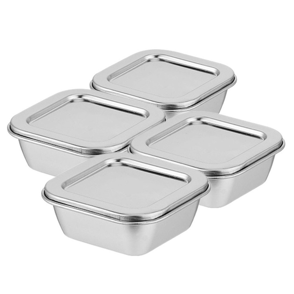 4 Pcs Sample Storage Box Food Boxes for School Stainless Steel ...