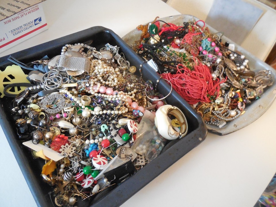 35-40 lbs. Misc. Craft, Scrap, Junk Drawer, Broken Costume Jewelry Lot ...