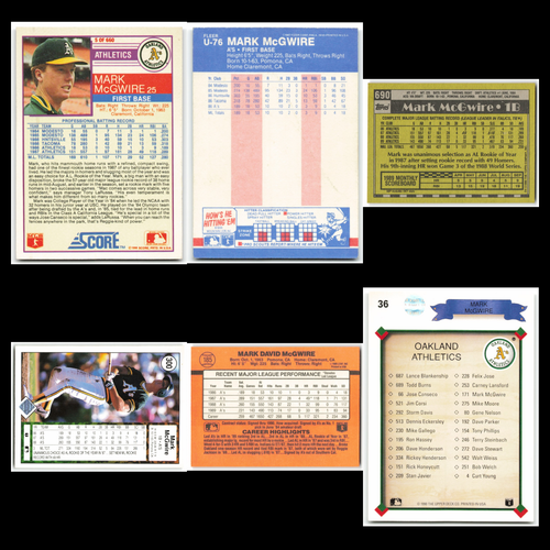 Mark McGwire Lot 6 Baseball Cards Score Oakland Athletics Set ...