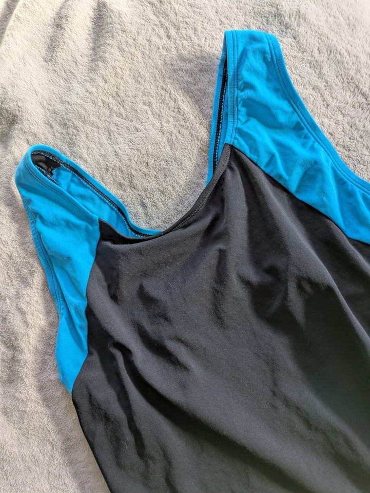 DOLFIN Aqua Shape One Piece Swimsuit Womens 42 / 16 Black Blue Swim ...