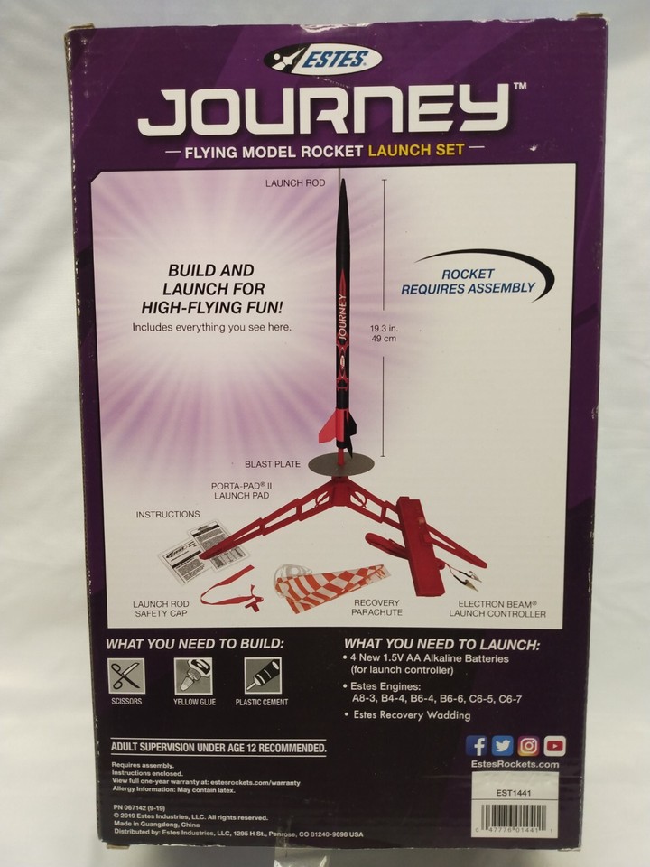 Estes Journey Flying Model Rocket Launch Set EST1441 - Engine Not ...