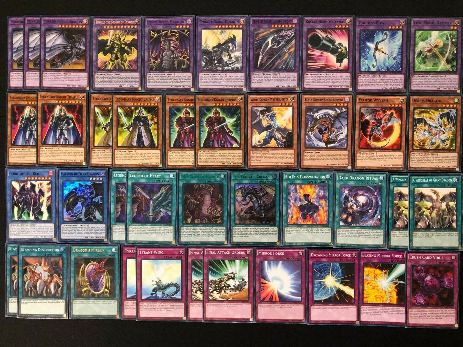 YUGIOH LEGENDARY KNIGHT DRAGON DECK- TIMAEUS- CRITIAS- HERMOS- MIRROR ...