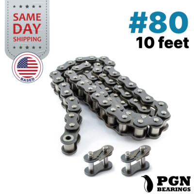 #80 Roller Chain x 10 feet + 2 Connecting Links + Same Day Expedited ...