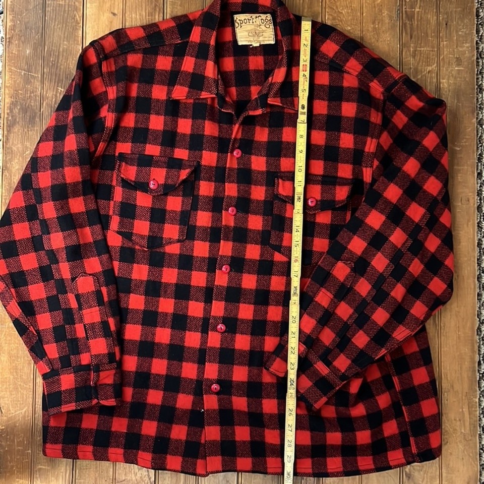 Vintage 1940s 50’s Sports Togs buffalo plaid men’s shacket coat shirt ...