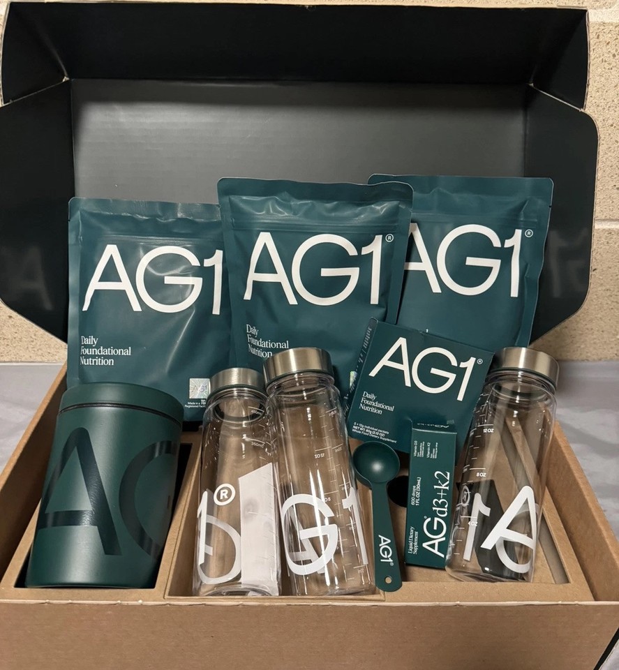 Athletic Greens AG1 Box- 3 Bags, D3 + K2, 3 Bottles, Travel Packs, And ...