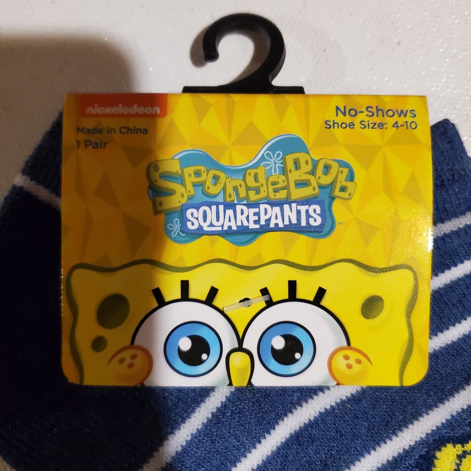 SpongeBob Squarepants Nickelodeon 1 Pair No Show Socks Shoe Size 4-10 ...
