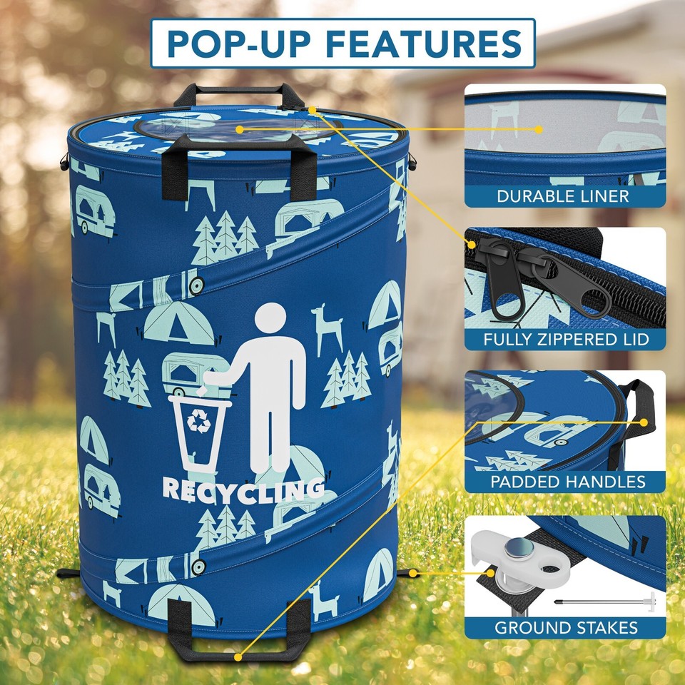Leisure Coachworks 30 Gallon Collapsible Pop-Up Recycling Can for RV's ...