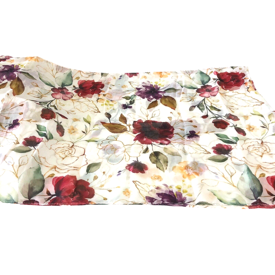 Infinity Scarf Women One Size Floral Pink Red Purple on Off White ...