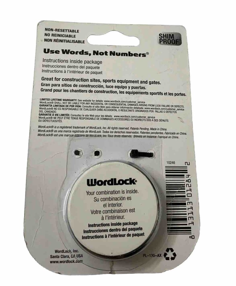 WordLock 3 Letter Text Combo Code Padlock Hardened Steel/gray | eBay