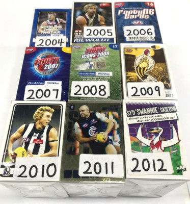 2004-2012 Herald Sun AFL Trading Card OPENED PACK Base Card Full Set x ...