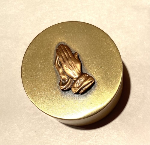 brass/ Metal paperweight, Approx 1 3/4" diameter- Praying hands design ...