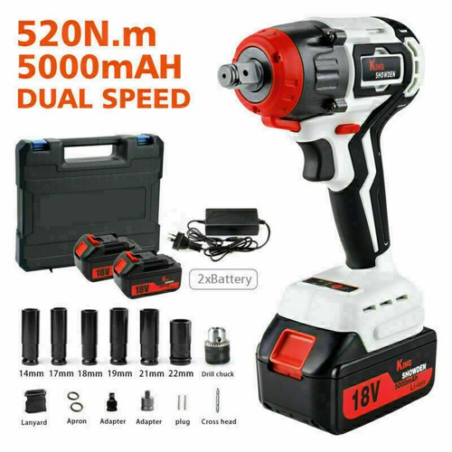18V Cordless Impact Wrench Brushless 1/2" Drive Heavy Duty Rattle Gun W ...