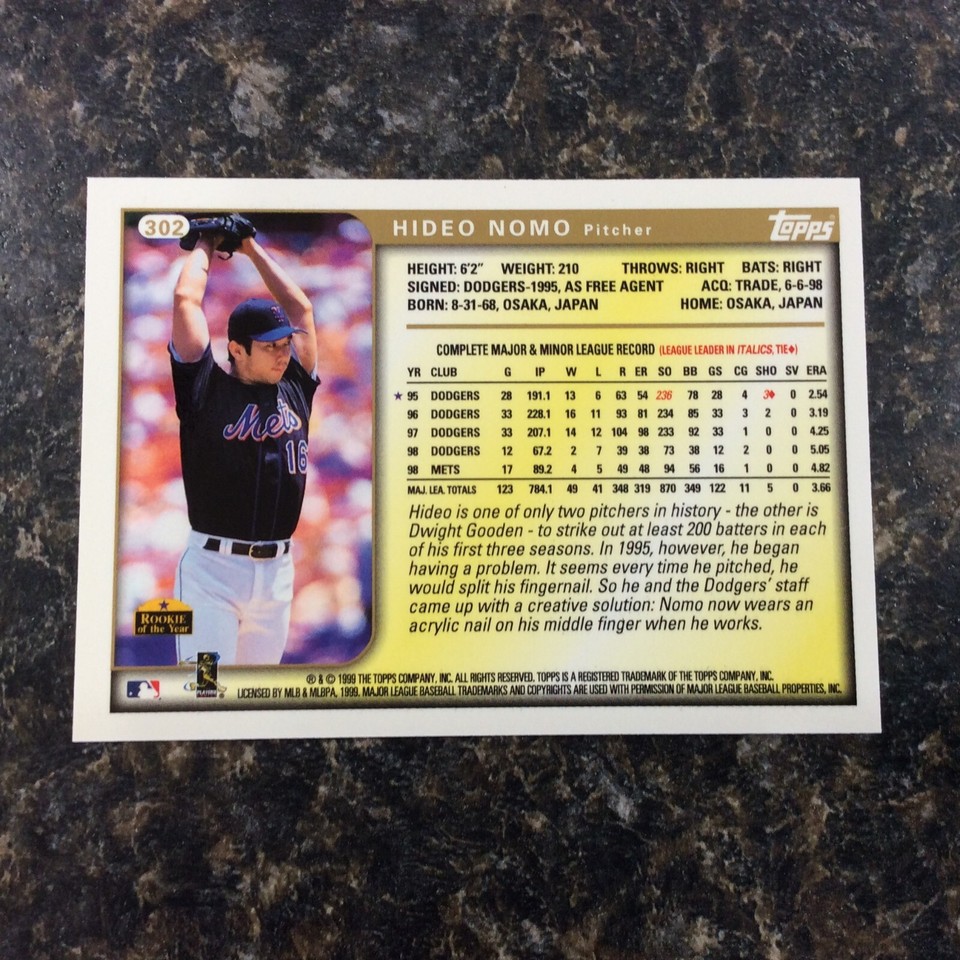 1999 Topps #302 Hideo Nomo New York Mets | eBay UK