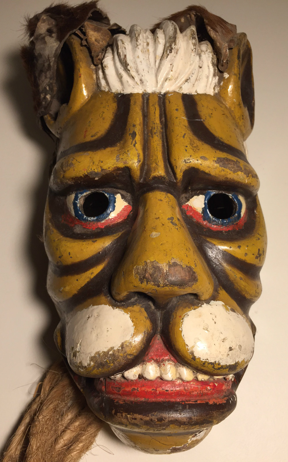 1960s, Ethnographic, Danced, Ecuadorian (Ecuador) Wooden Lion Mask w ...
