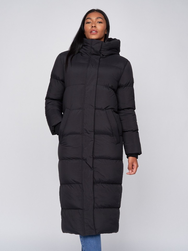 Womens Crosshatch Long line Jacket Parka Coat Puffer Padded Hooded ...