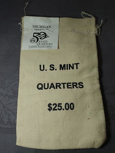 2004 MICHIGAN P 50 STATE QUATERS BAG EMPTY US MINT $25 CANVAS OLD ...