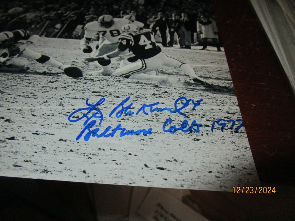 Lyle Blackwood Baltimore Colts Signed Football Photo Against Oakland ...