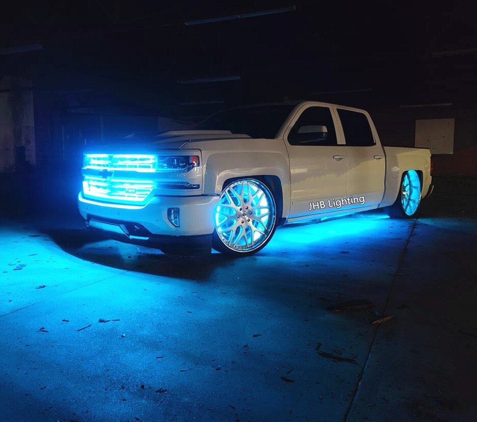 15.5" IP68 Remote Bluetooth APP RGB Color Changing LED Wheel Lights for ...