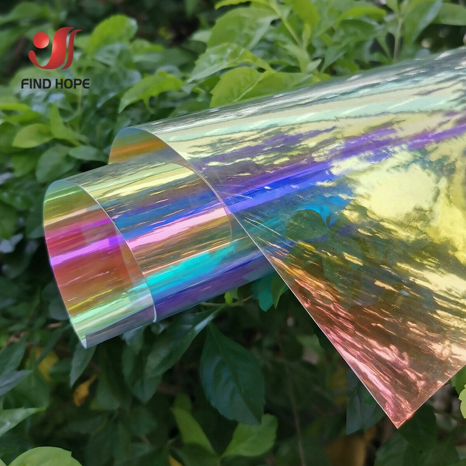 Iridescent Holographic Clear Transparent PVC Fabric Vinyl Material Bow ...