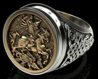 Iconographic St George Signet Dragon Men's Gorgeous Ring In 935 ...
