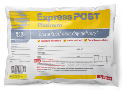10 x Aus Post Prepaid 500g Express Post Platinum Satchel With Tracking ...
