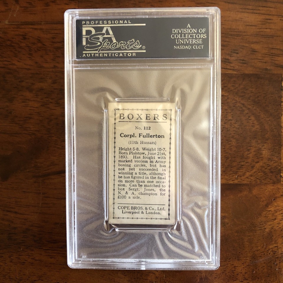 Rare Vintage 1915 Cope Bros & Co Boxers #112 Corpl. Fullerton PSA 5 EX ...
