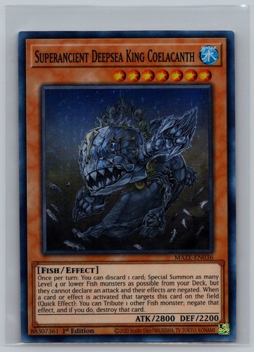 Superancient Deepsea King Coelacanth MAZE-EN036 Yugioh CCG SR Maze ...