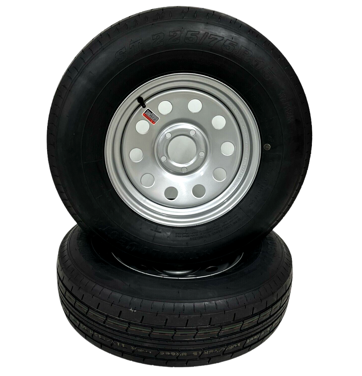 2-PK Trailer Tire On Rim ST225/75R15 Radial LRE 5 Lug 5x4.5" Modular ...