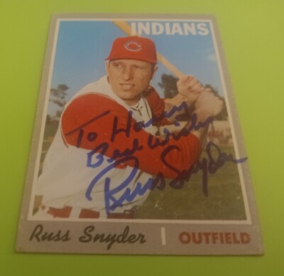 1970 Russ Snyder SIGNED Topps MLB Baseball Card #347 Cleveland Indians ...