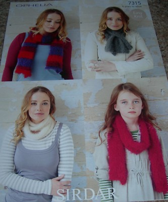Sirdar Knitting Pattern Lady's/Girl's Easy Knit Tippet Scarves & Snood ...