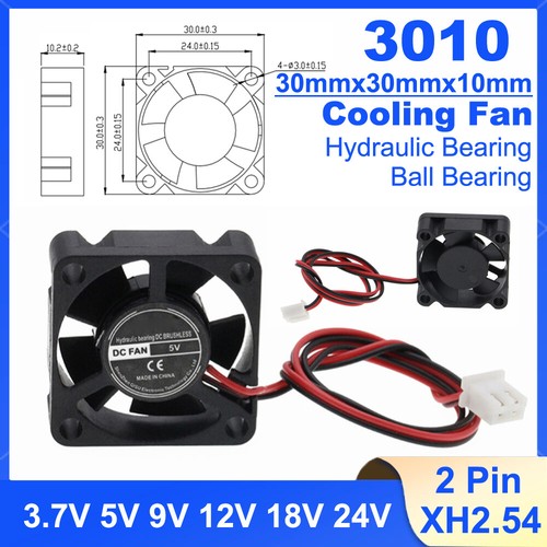30mm Mini Square Brushless Cooling Fan Cooler Silent 3.7V 5V 12V 18V ...