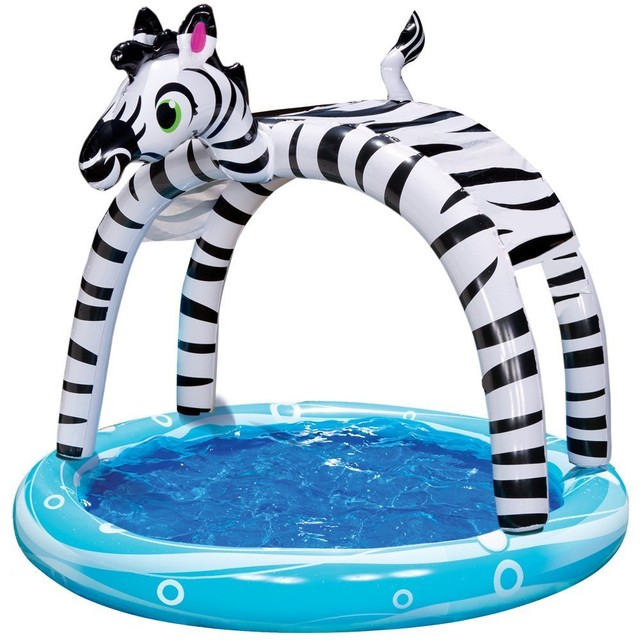 Original Banzai Shade 'n Sun Zebra Splash Pool Inflatable Canopy Ages 3 ...