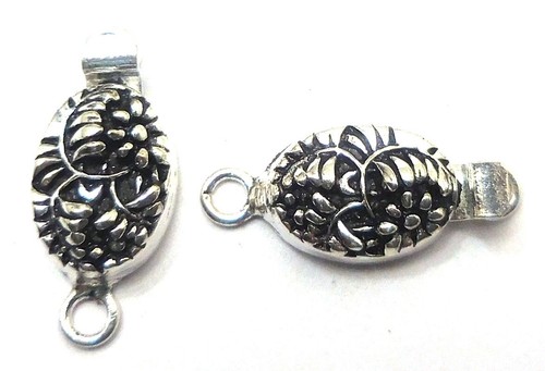 1 PC OVAL BOX CLASP 1 STRAND ANTIQUE STERLING SILVER PLATED 781 LFU-175 ...