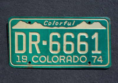 1974 COLORADO License Plate DR = DENVER RENTAL CAR # 6661 | eBay